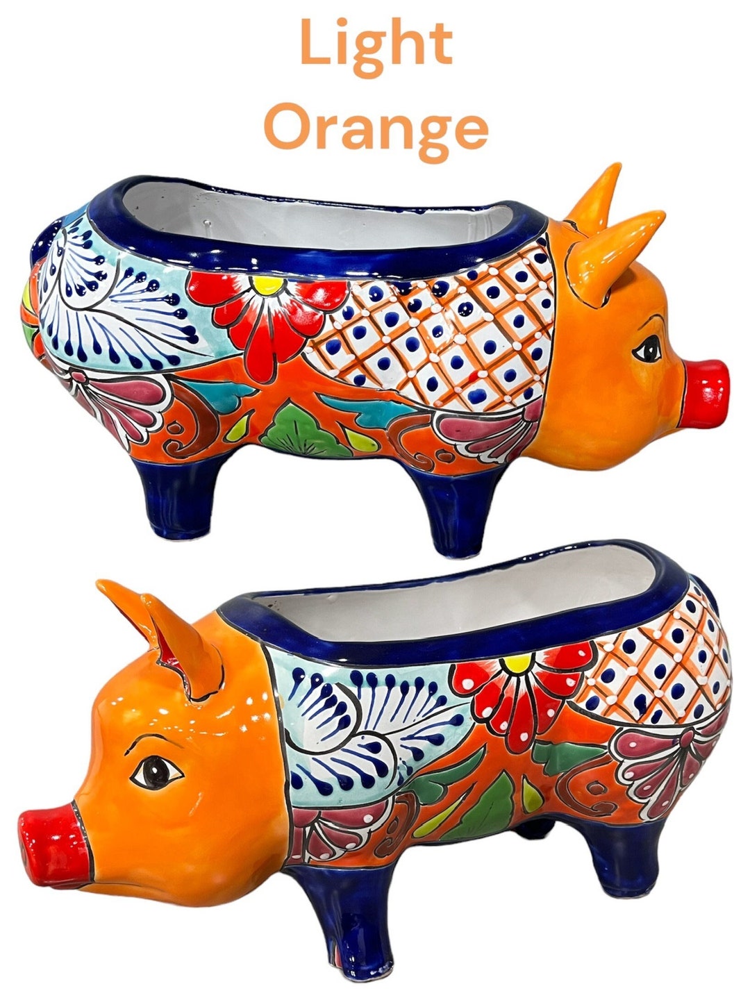 Large Pig Ceramic Talavera Planter Indoor Outdoor Flower Pot - Etsy