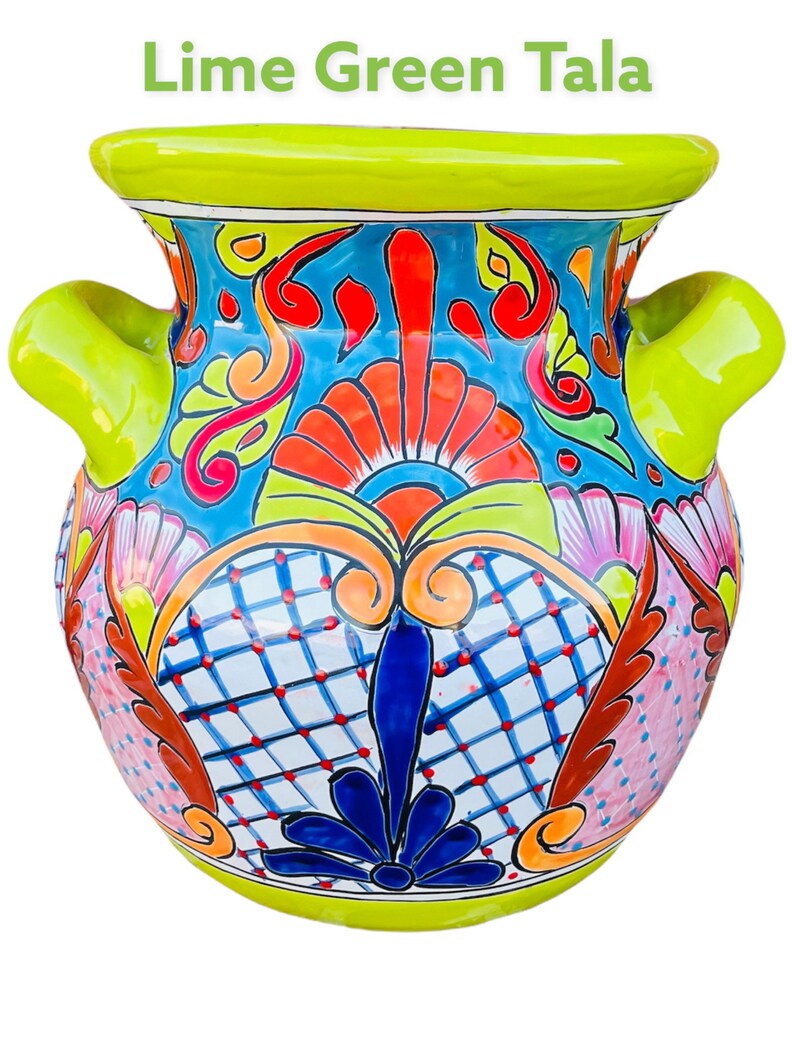 Morelia Style Medium Talavera Planter Indoor Outdoor Flower Pot Mexican ...