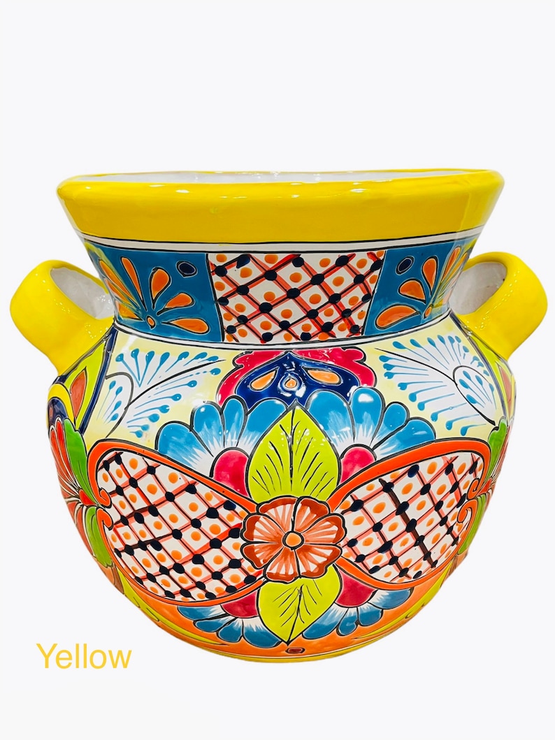 Large Morelia Talavera Ceramic Planter Indoor Outdoor Flower - Etsy