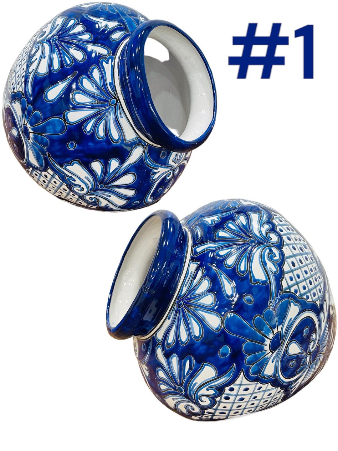 Classic Blue Large Tilted Planters Indoor Outdoor Flower Garden Pots ...