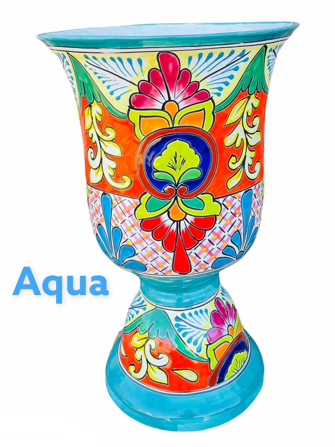 Copa Talavera or Rustic Style Ceramic Clay Planter Indoor Outdoor ...
