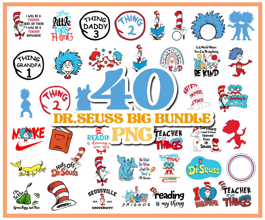 40 Dr Seuss Bundle PNG, Friends Dr Seuss Png , Dr. Seuss Png, Reading ...