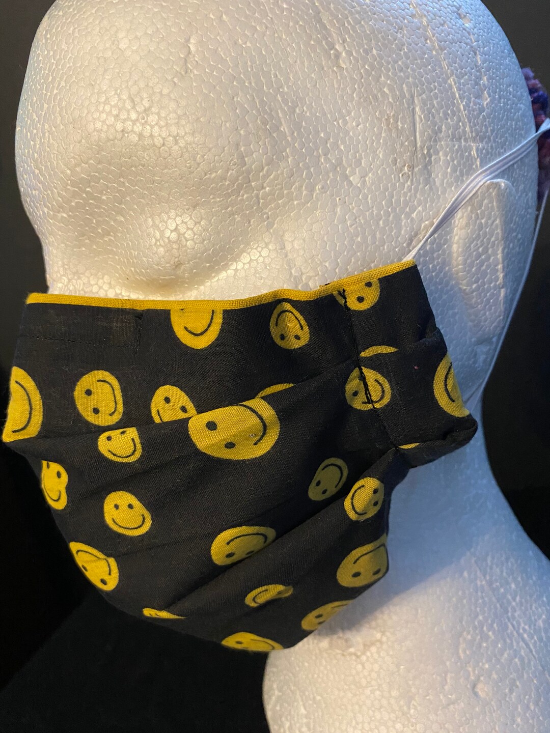 Face Mask Covering Rave Smiley Face Retro 90s Triple Layer Washable ...