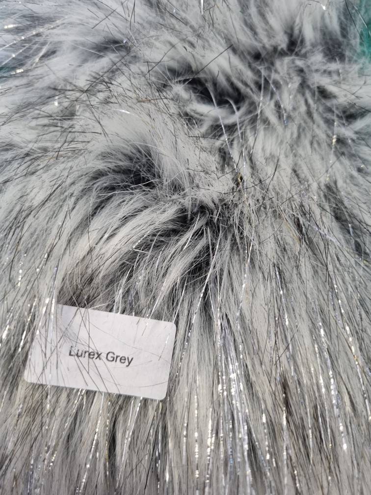 Stunning Grey and Silver Lurex Thread Fake Fur Fabric-luxury | Etsy UK