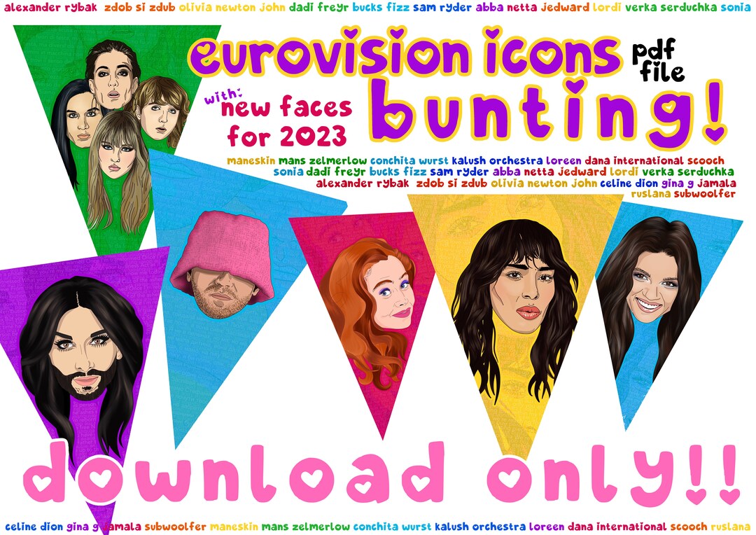 Eurovision Icons Bunting Eurovision Song Contest - Etsy UK
