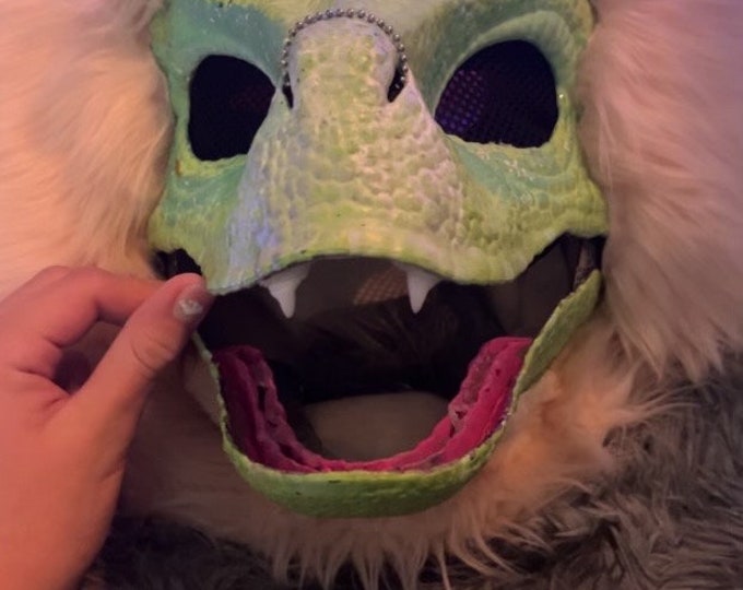 Pink & Green Dino Mask Fursuit! - Etsy