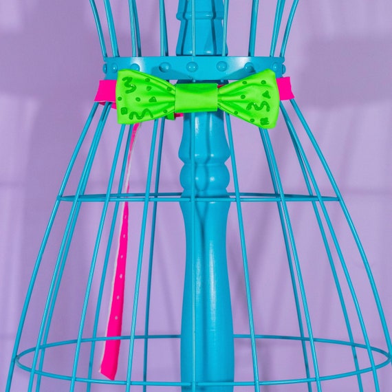 80s Memphis Design Neon Bow Handmade One of a Kind Bright | Etsy