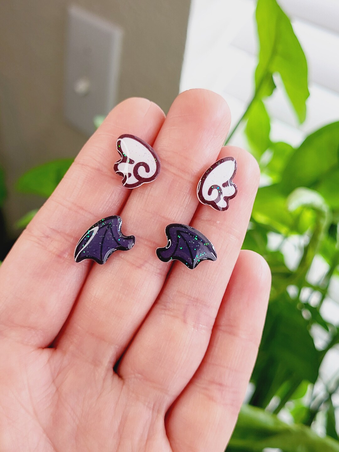 Angel and Demon Wing Studs Handmade Shrink Plastic Earrings - Etsy