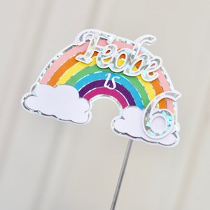 Bespoke Personalised Rainbow Cake Topper | Custom Name and Age ...