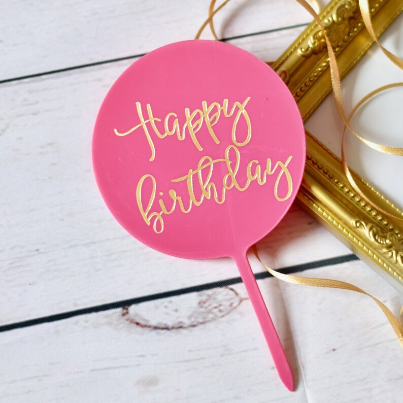 Paddle 'happy Birthday' Cake Topper Hot Soft Pink - Etsy