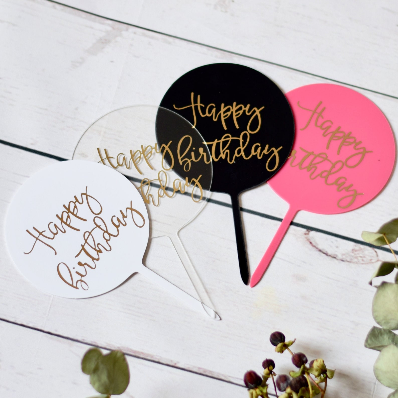 Paddle 'happy Birthday' Cake Topper Hot Soft Pink | Etsy