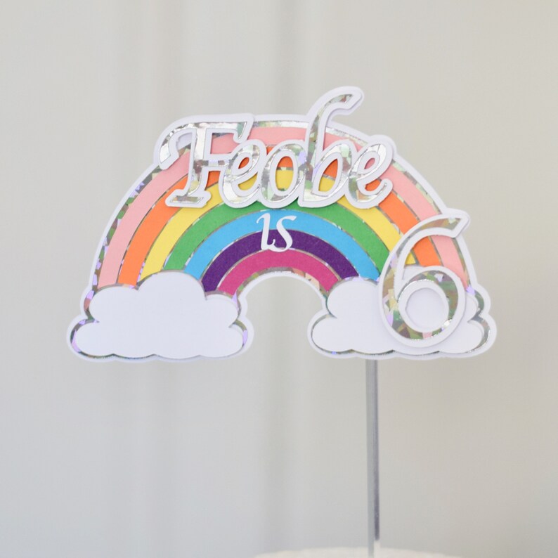 Bespoke Personalised Rainbow Cake Topper | Custom Name and Age ...