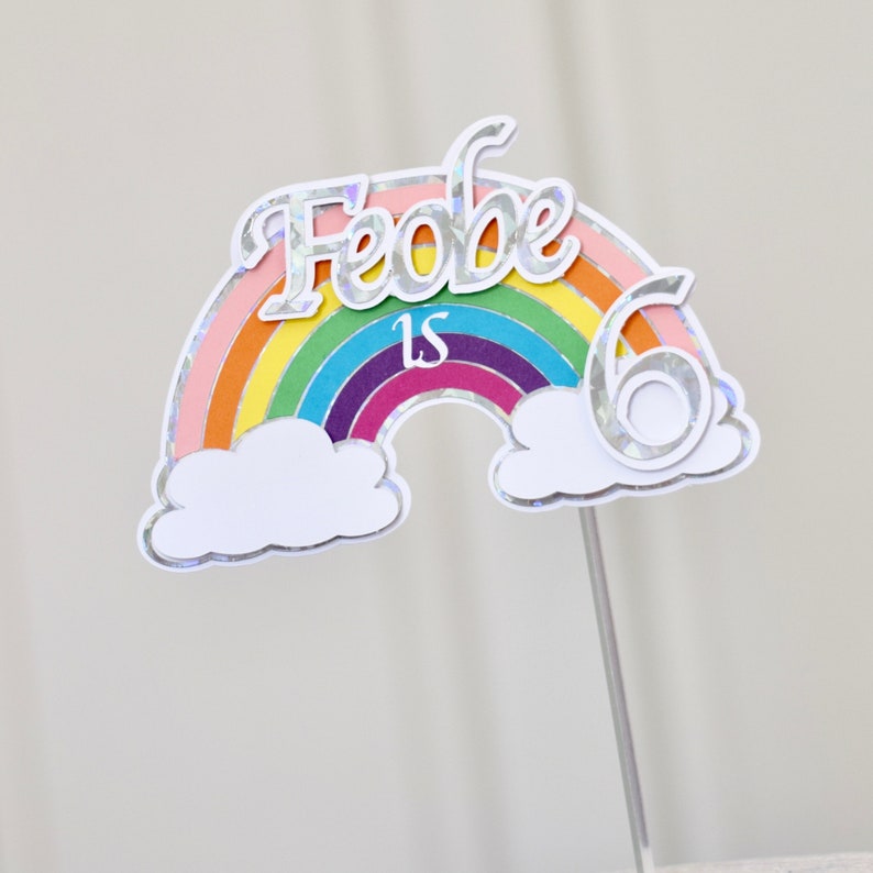 Bespoke Personalised Rainbow Cake Topper | Custom Name and Age ...