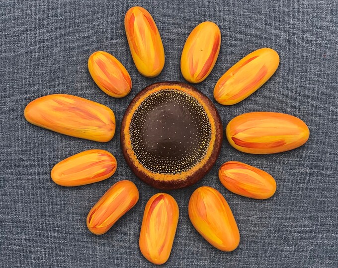 Sunflower Painted Rock, Painted Rocks Flowers, Hand Painted Stones - Etsy