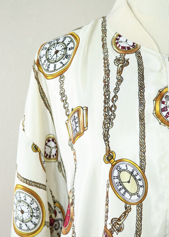 Gucci Style Alice in Wonderland Clock Bomber Jacket - Gem