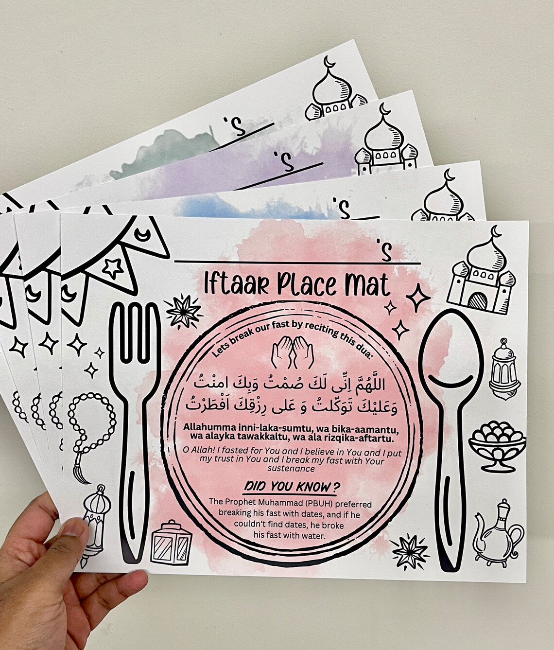 Islamic Ramadan Printable Placemat/digital Placemat/islamic Colorful ...