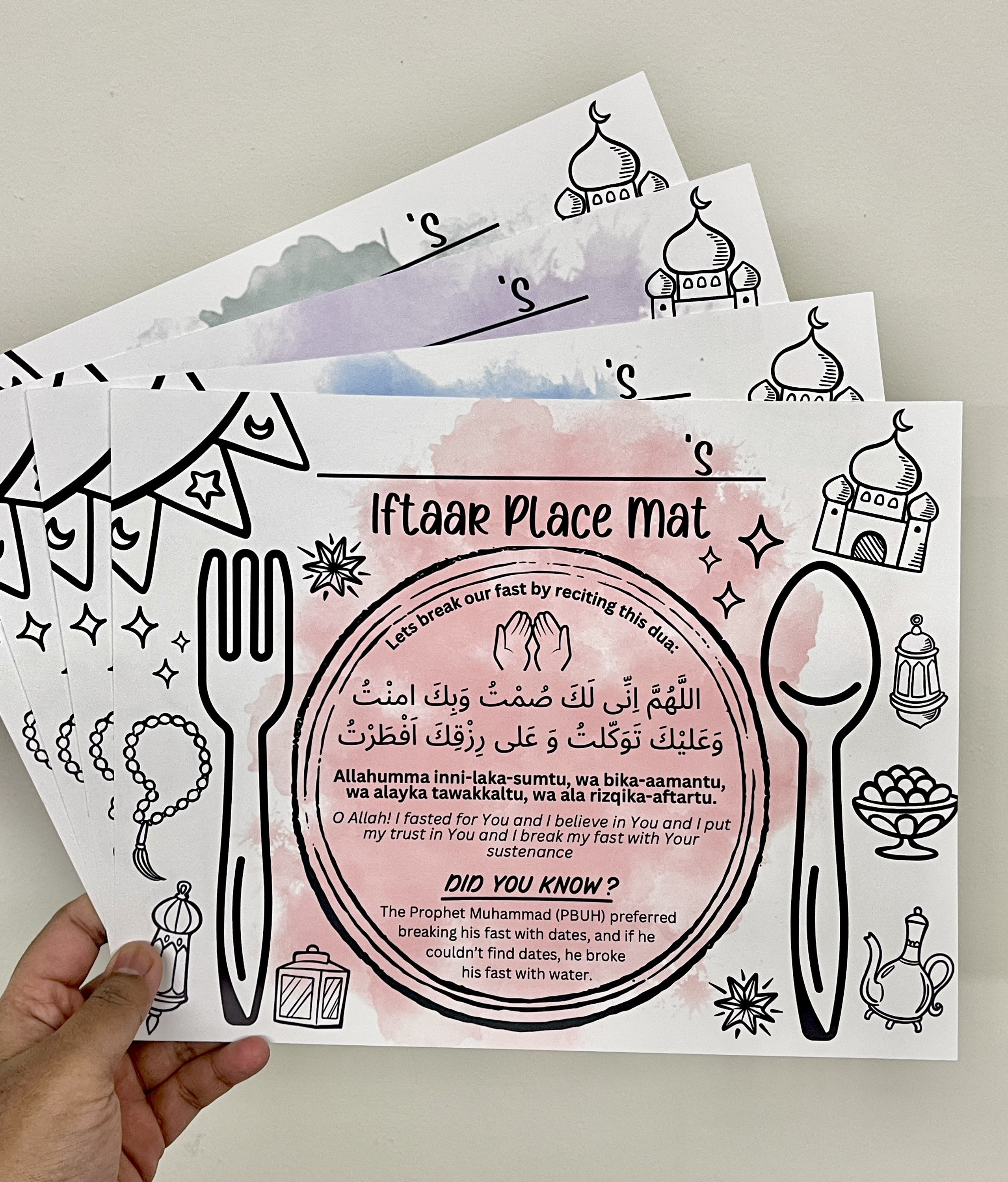 Islamic Ramadan Printable Placemat/digital Placemat/islamic Colorful ...