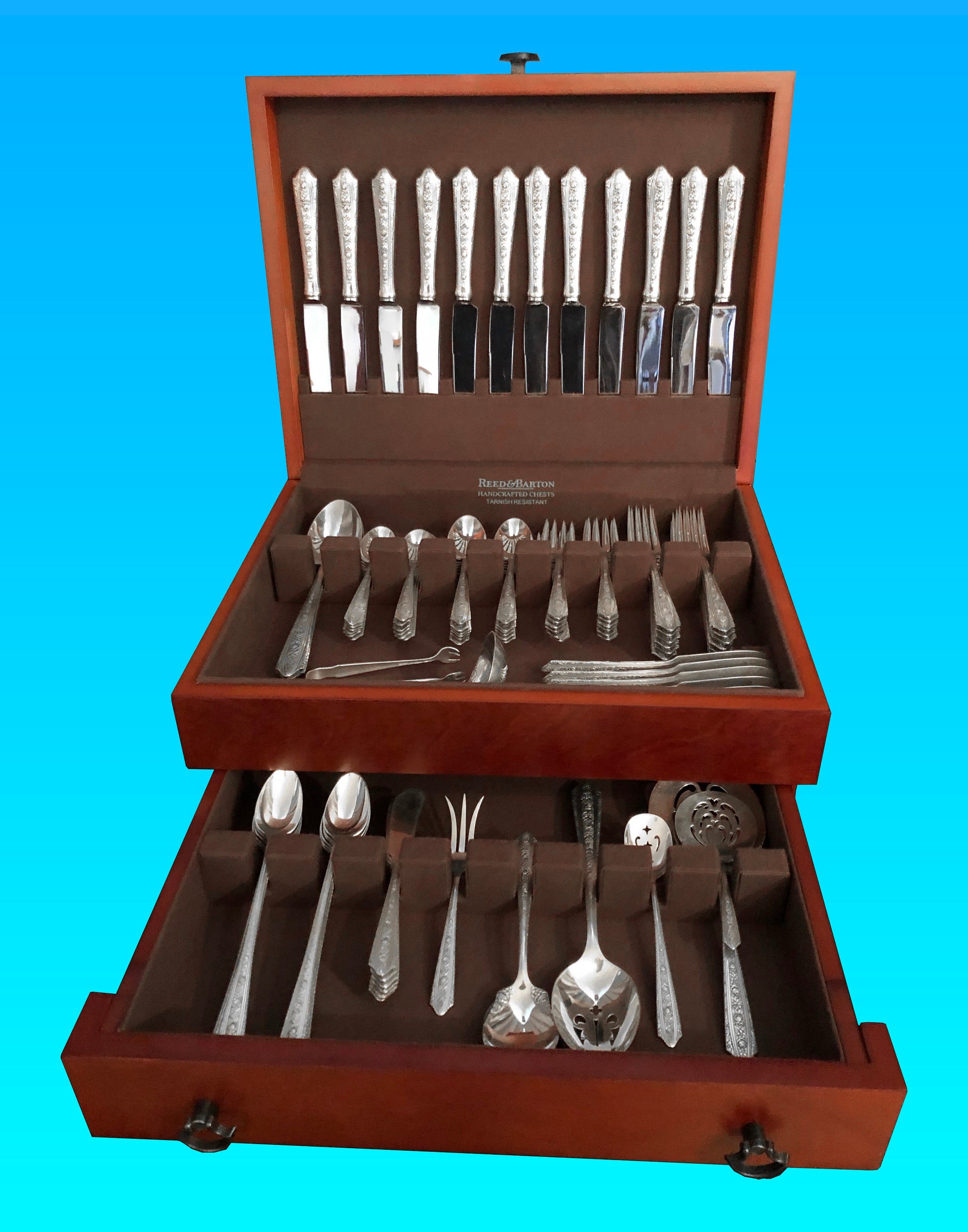 95 Pc. Wallace Sterling Silver “normandy” Pattern Flatware Set ...