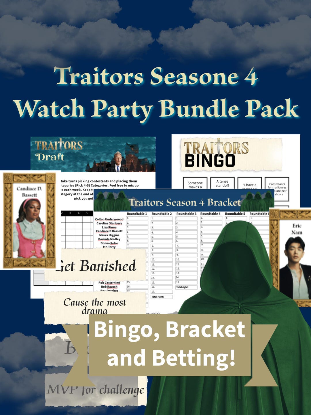 The Traitors Season 4 Watch Party Game Bundle: Printable Bingo, Bracket ...