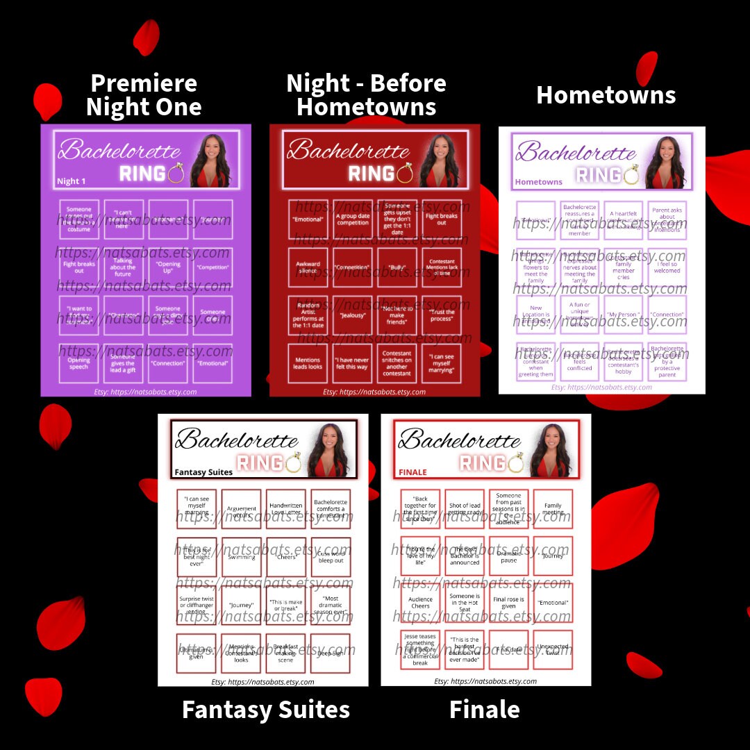 The Bachelorette Bingo Bundle Season 21 Bachelor Nation Jen Tran ...