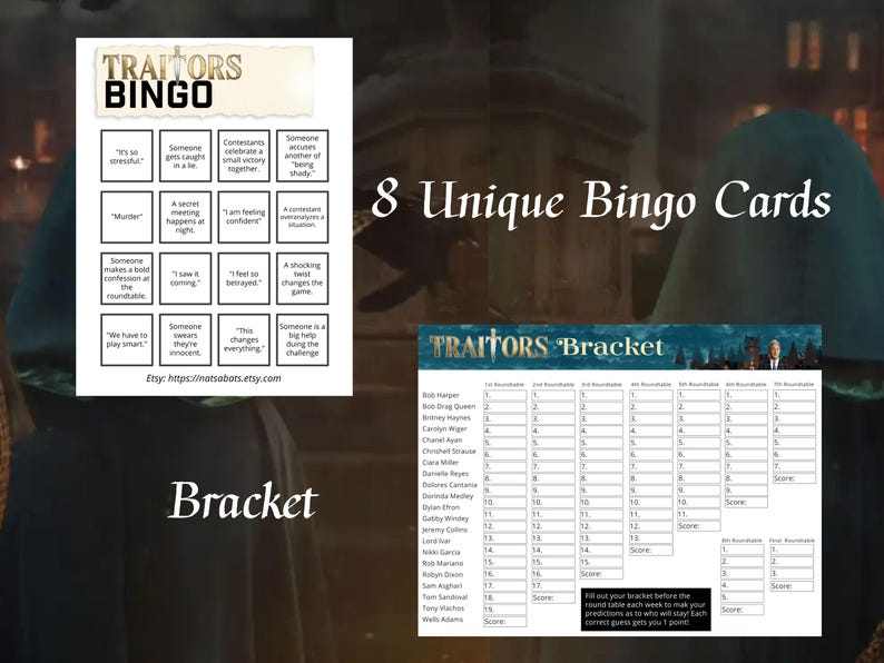 The Traitors Season 3 Watch Party Game Bundle: Printable Bingo, Bracket ...