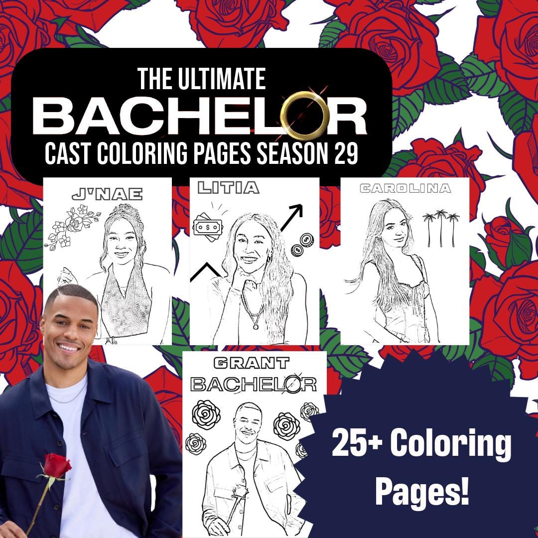 Bachelor Season 29 Cast Coloring Pages: Grant Ellis (digital Download ...