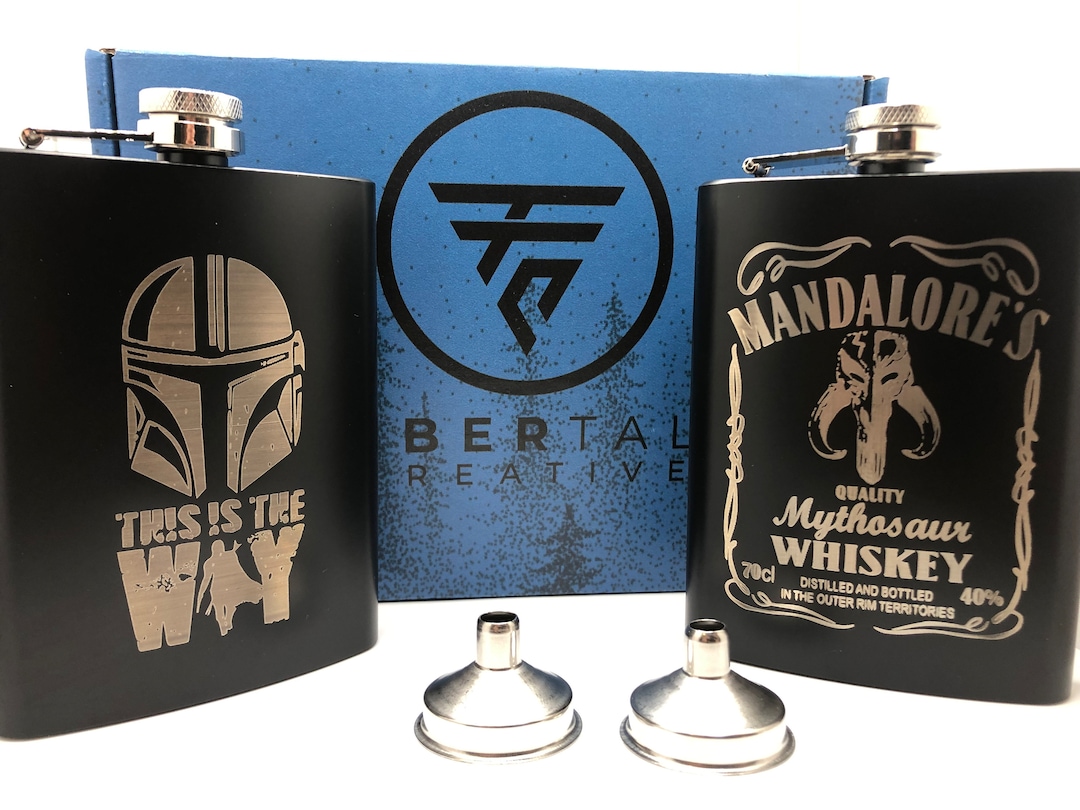 Mandalorian Flask | Star Wars Flask | Custom Flask | Engraved Barware ...