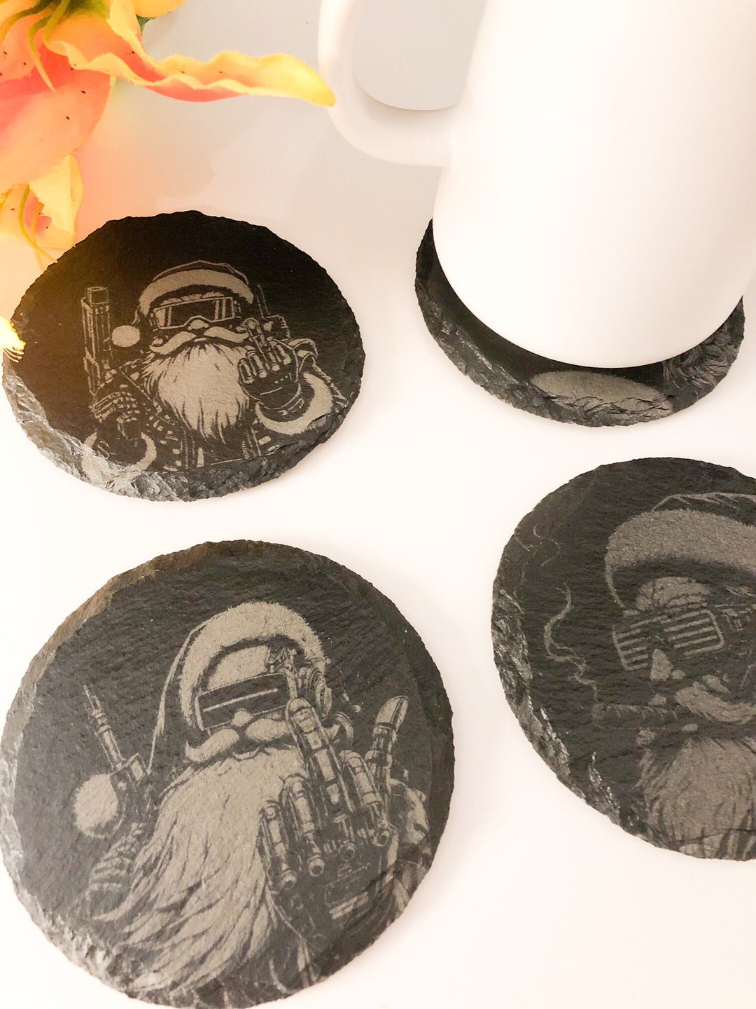 Cyberpunk Santa Slate Coasters - Etsy