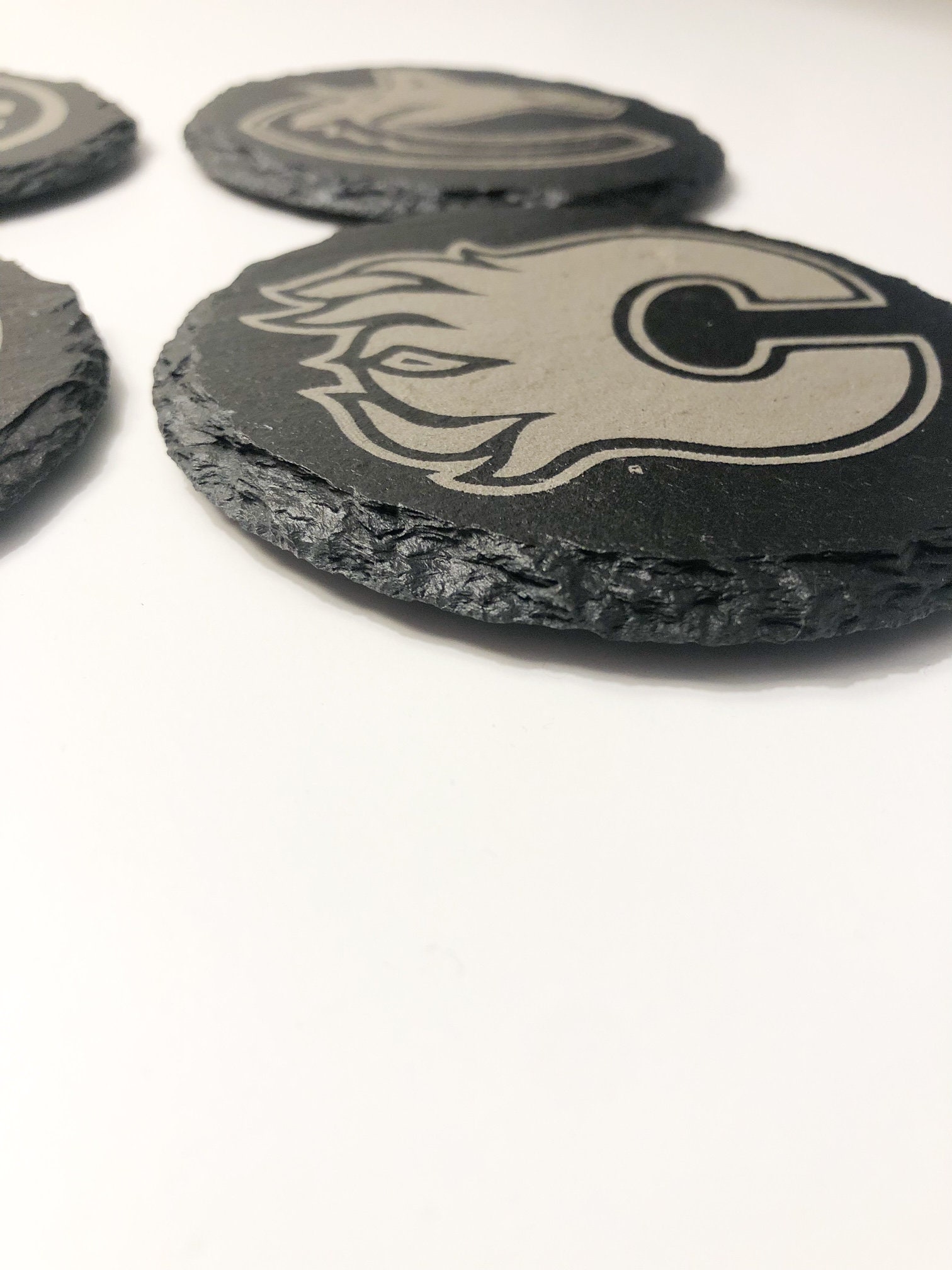 Sports Team Laser Engraved Slate Coasters - Seahawks - Oilers - Canucks ...