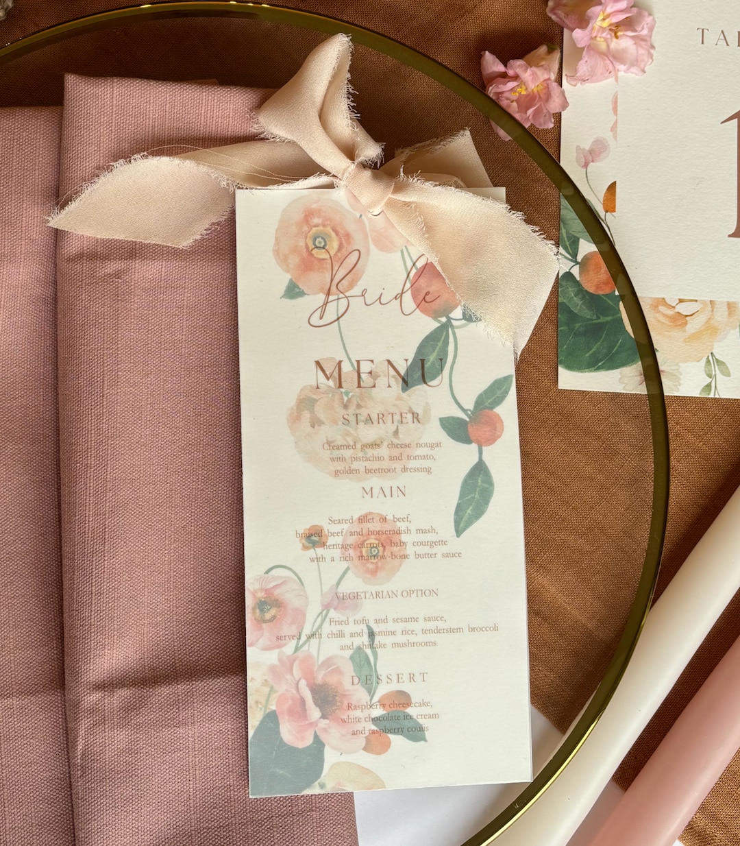 Wedding Menu Guest Menu Wedding Guest Menu Floral Menu Personalised ...