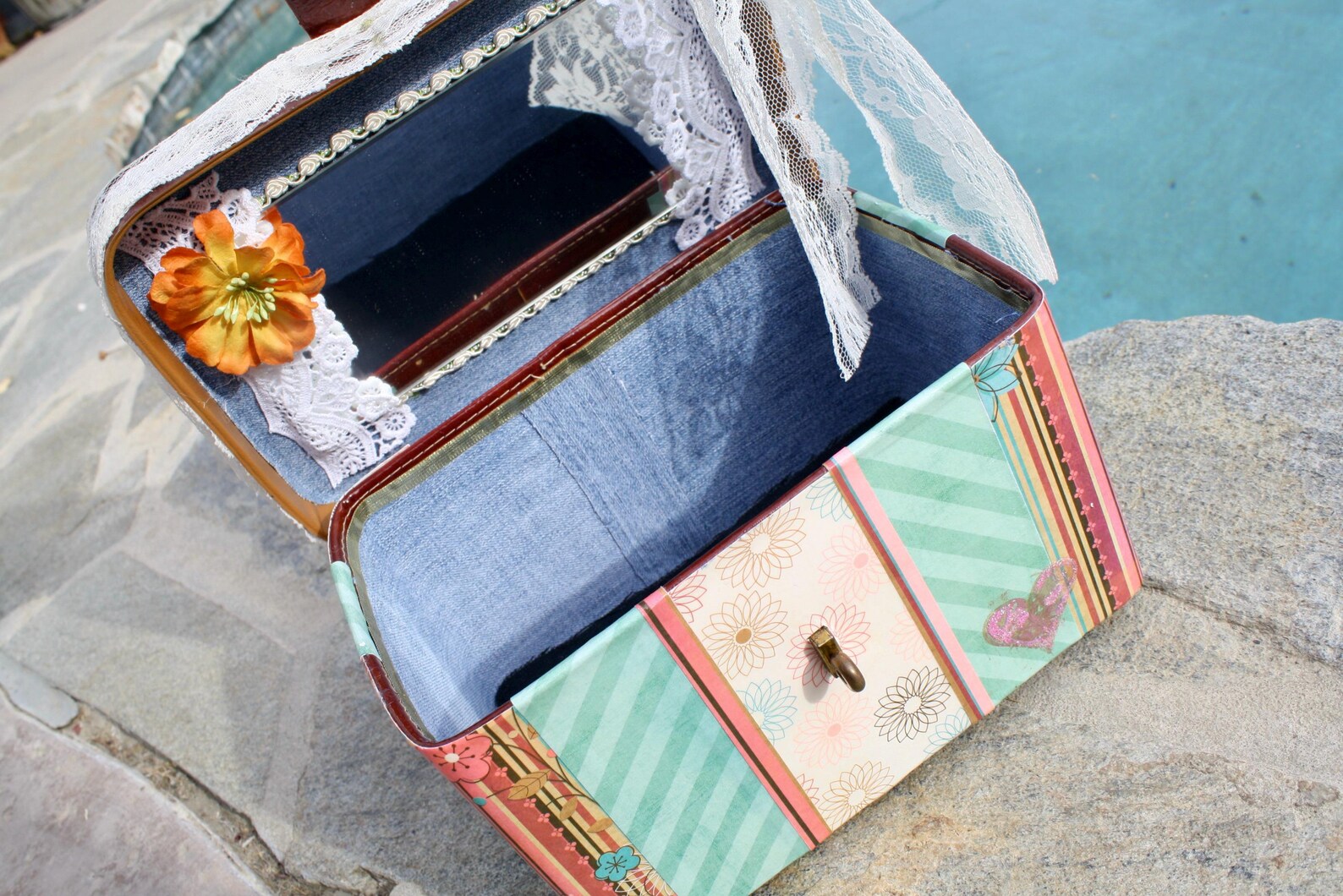 Upcycled, Vintage, Train Case, Decoupage, Carry on Case, Travel, Make ...