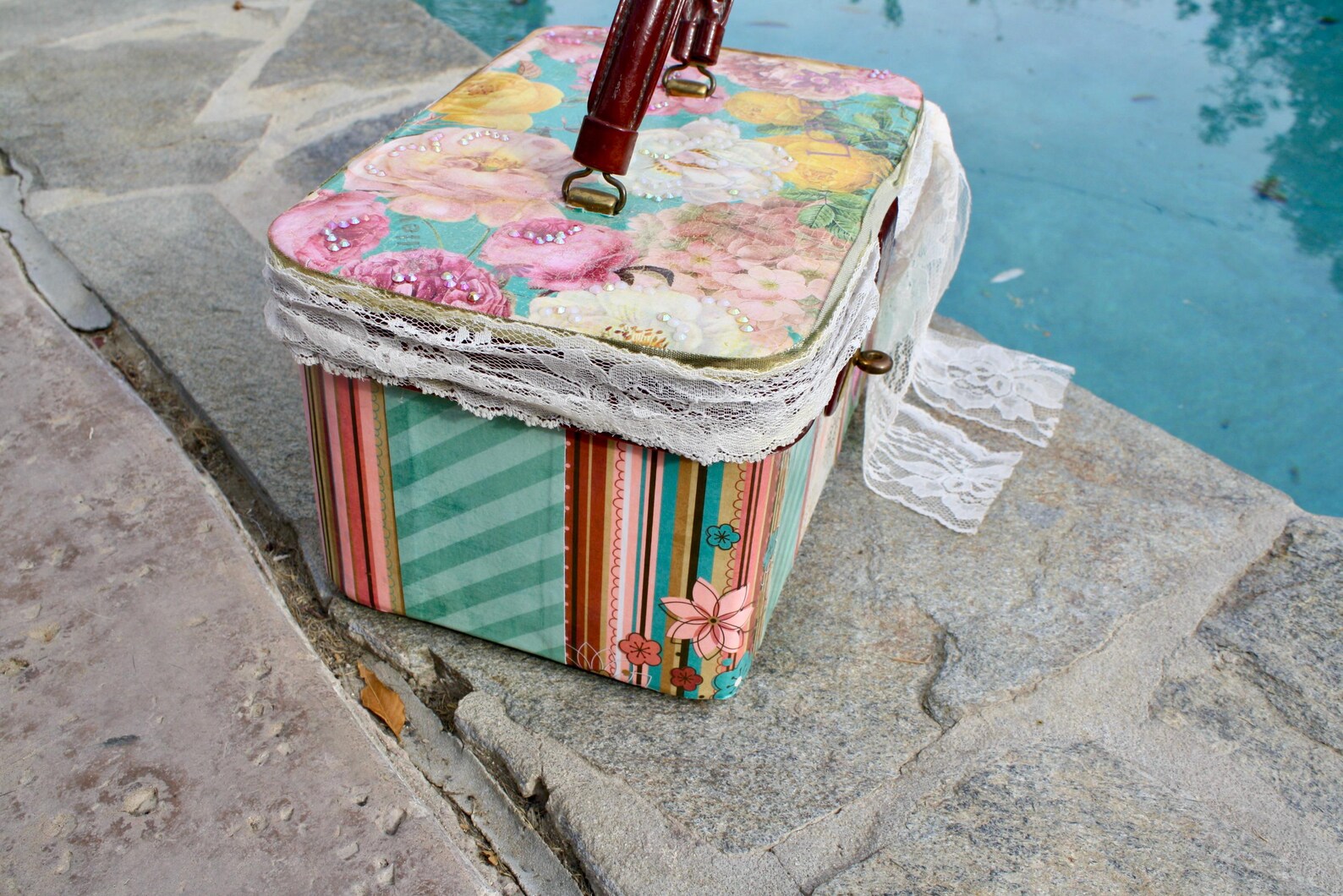 Upcycled, Vintage, Train Case, Decoupage, Carry on Case, Travel, Make ...