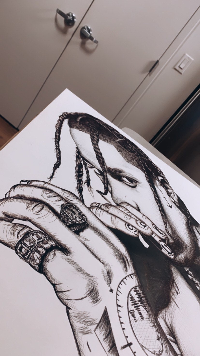 Travis Scott Drawing - Etsy