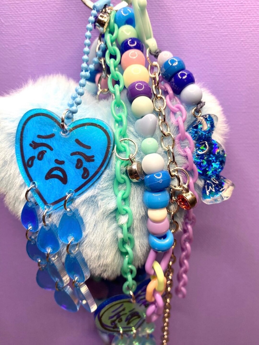 CLUTTERED Keychain True Blue Sad Girl Kawaii Bag Charm - Etsy