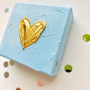 BABY BLUE Heart Painting | Small Blue and Gold Heart | Nursery Décor ...