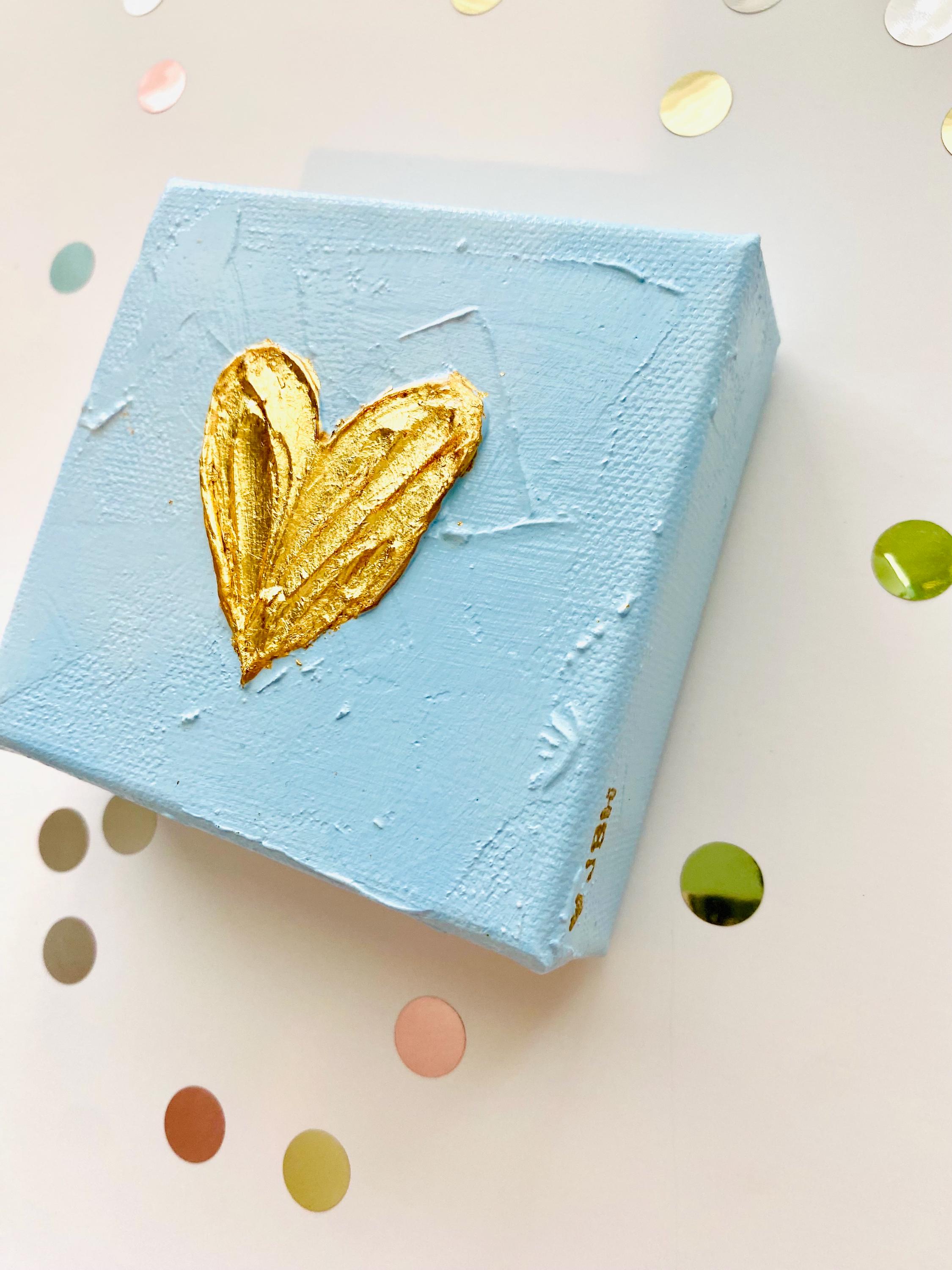 BABY BLUE Heart Painting | Small Blue and Gold Heart | Nursery Décor ...