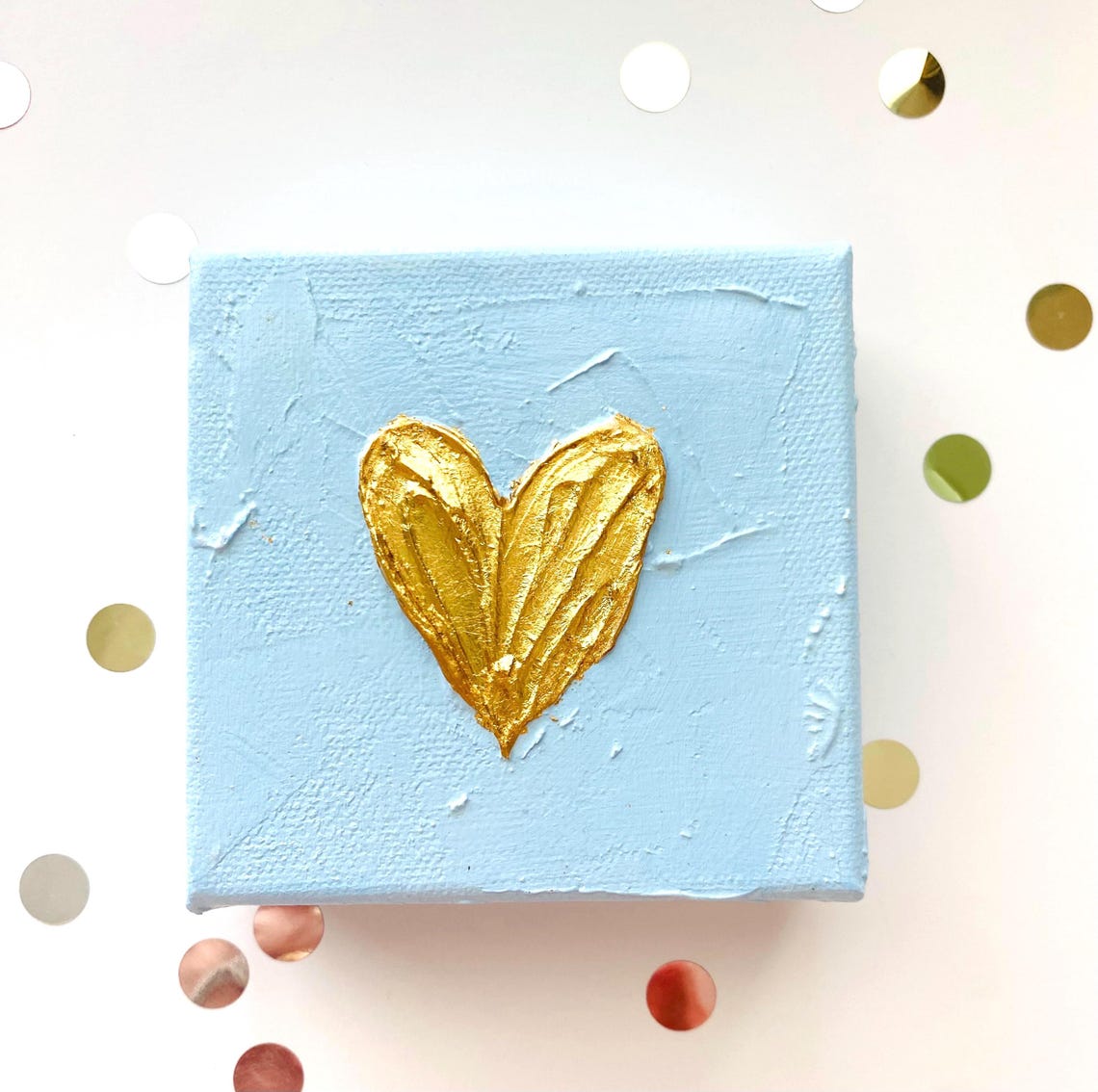 BABY BLUE Heart Painting | Small Blue and Gold Heart | Nursery Décor ...