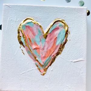 MUTED ABSTRACT HEART Small Canvas Simple Heart Painting Valentine's ...