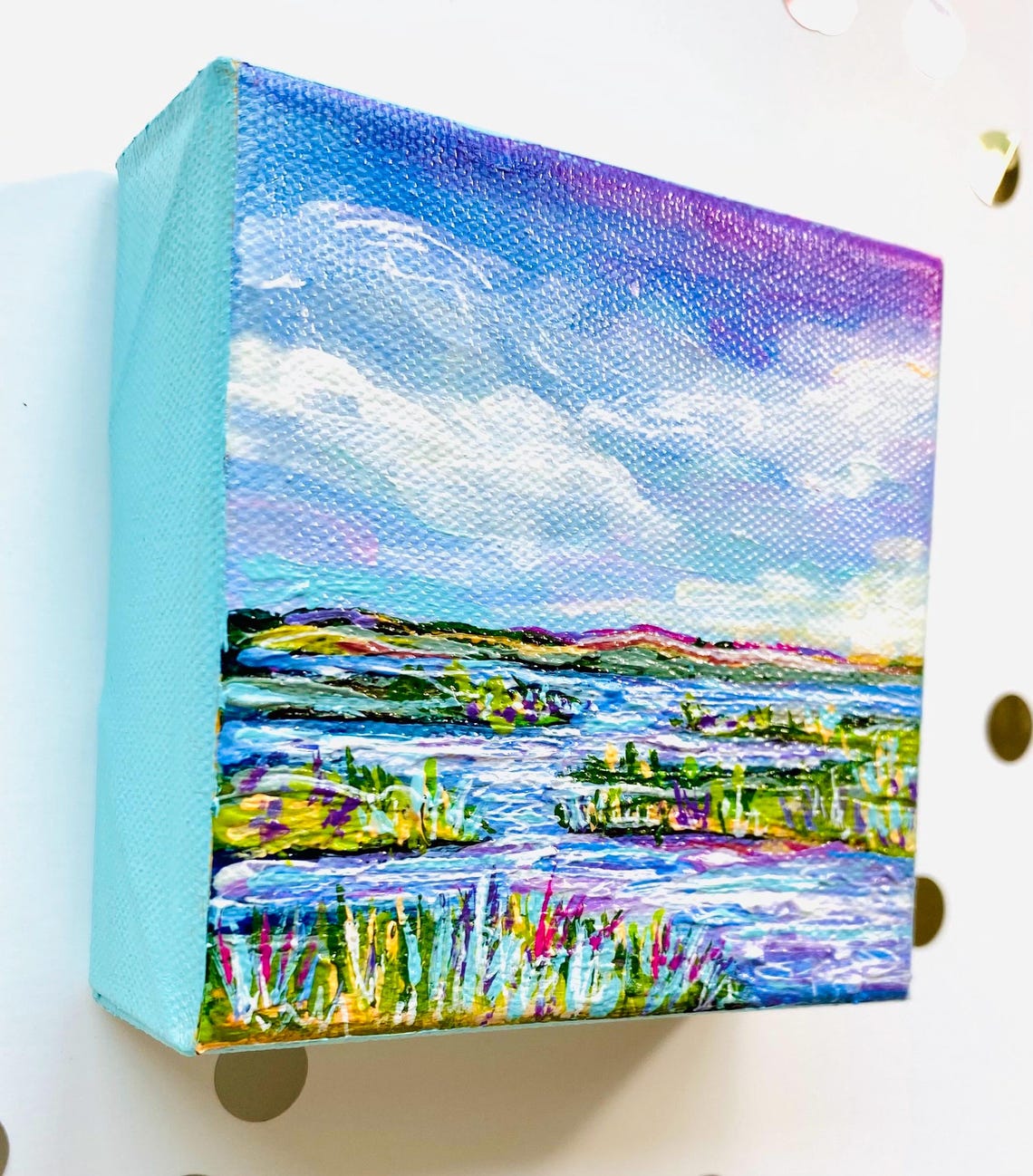 BRIGHT COLORFUL MARSH Landscape Painting | Original Marsh Artwork | Low ...