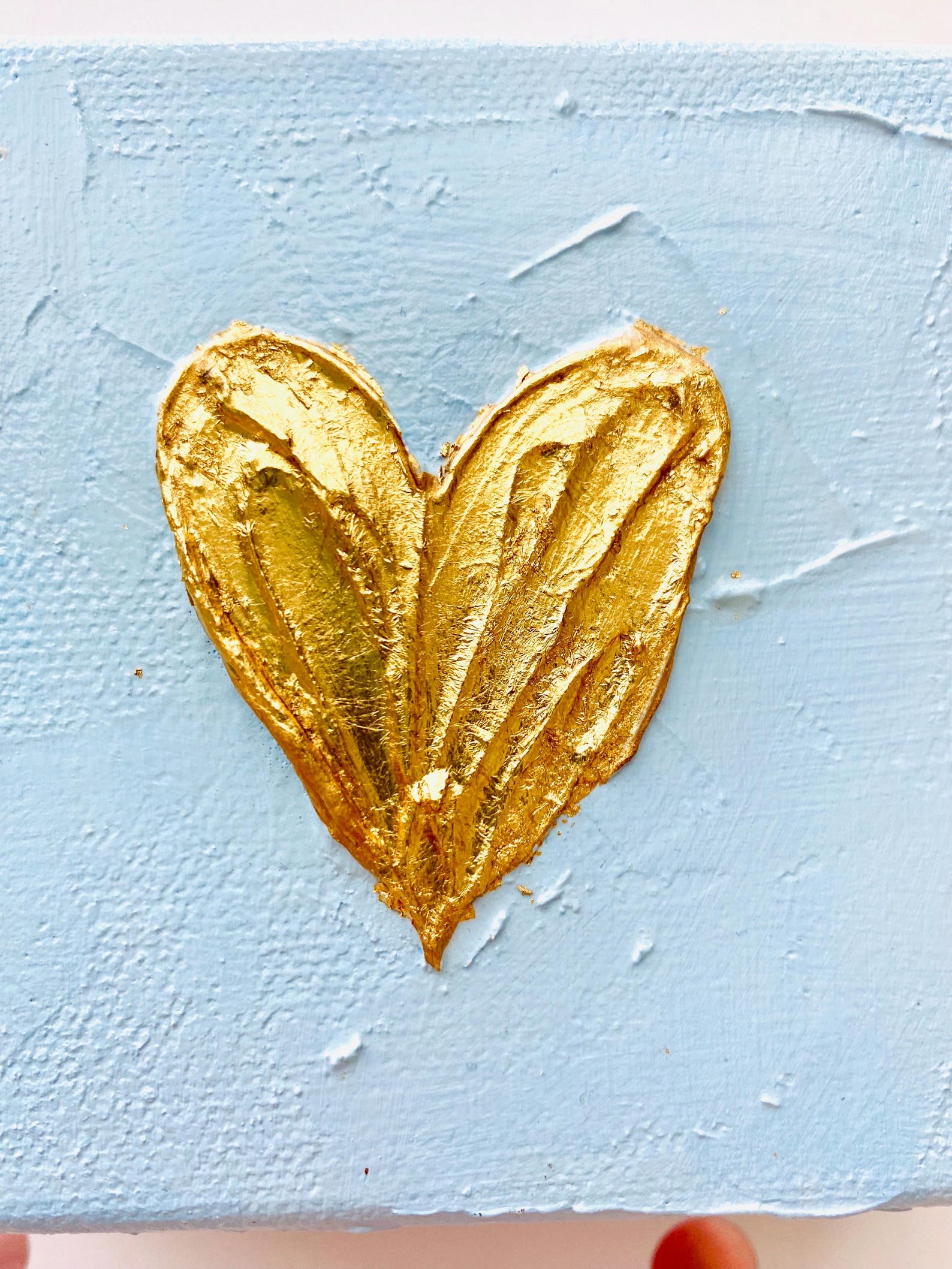 BABY BLUE Heart Painting | Small Blue and Gold Heart | Nursery Décor ...