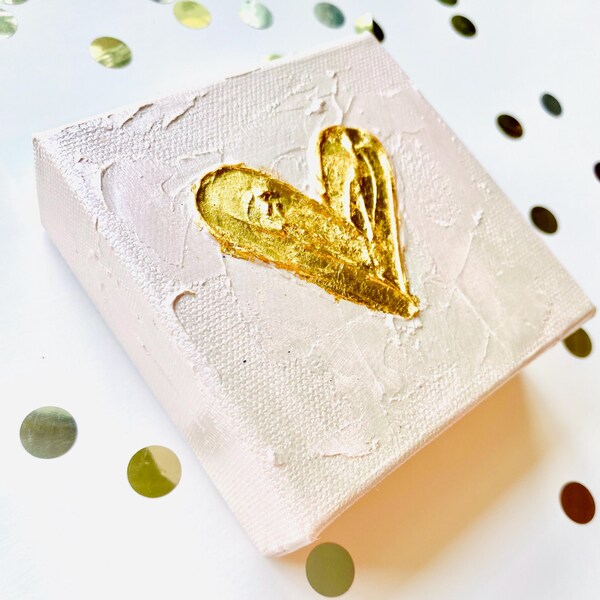 MUTED ABSTRACT HEART Small Canvas Simple Heart Painting Valentine's ...