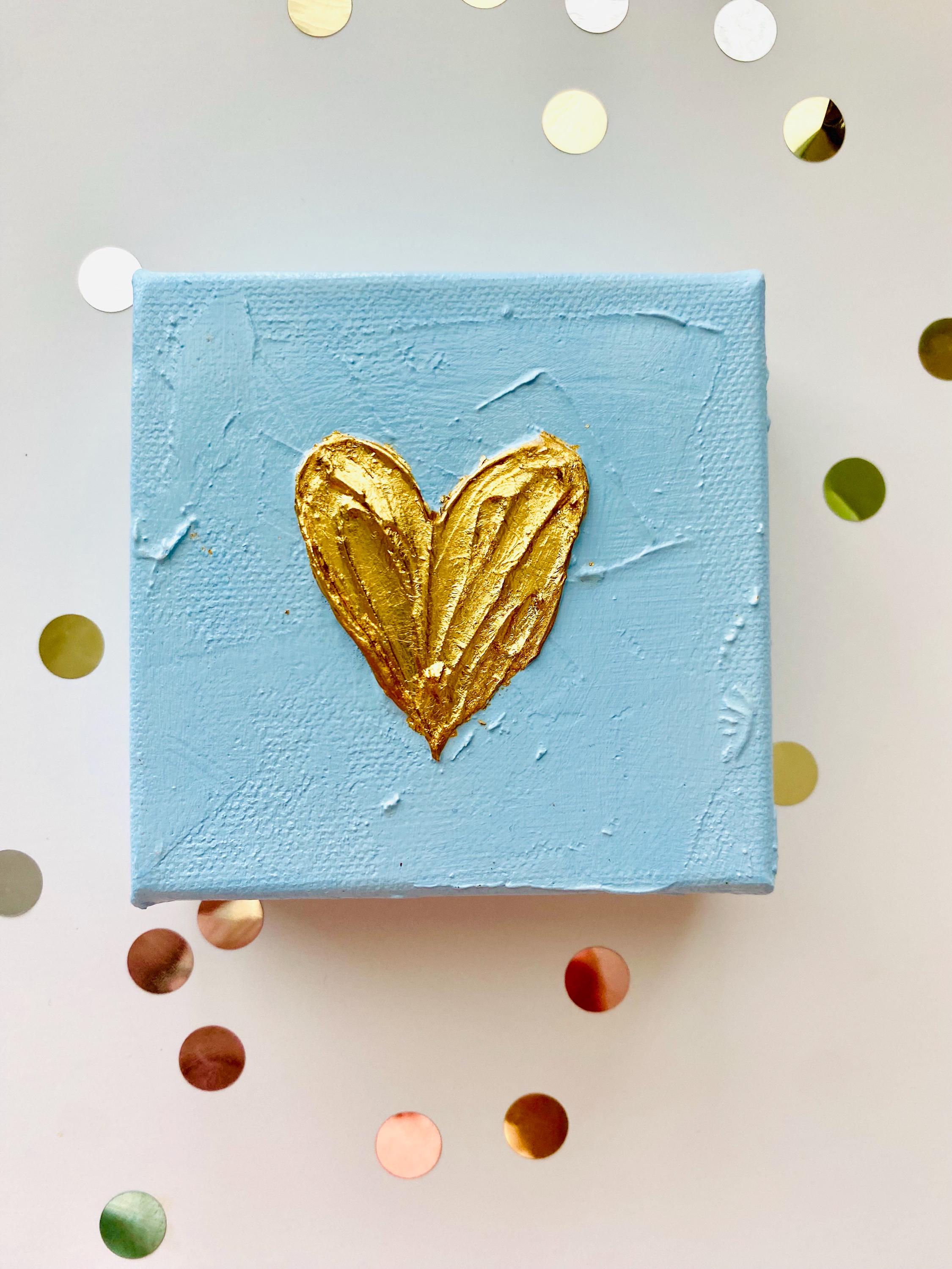BABY BLUE Heart Painting | Small Blue and Gold Heart | Nursery Décor ...