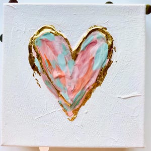 MUTED ABSTRACT HEART Small Canvas Simple Heart Painting Valentine's ...