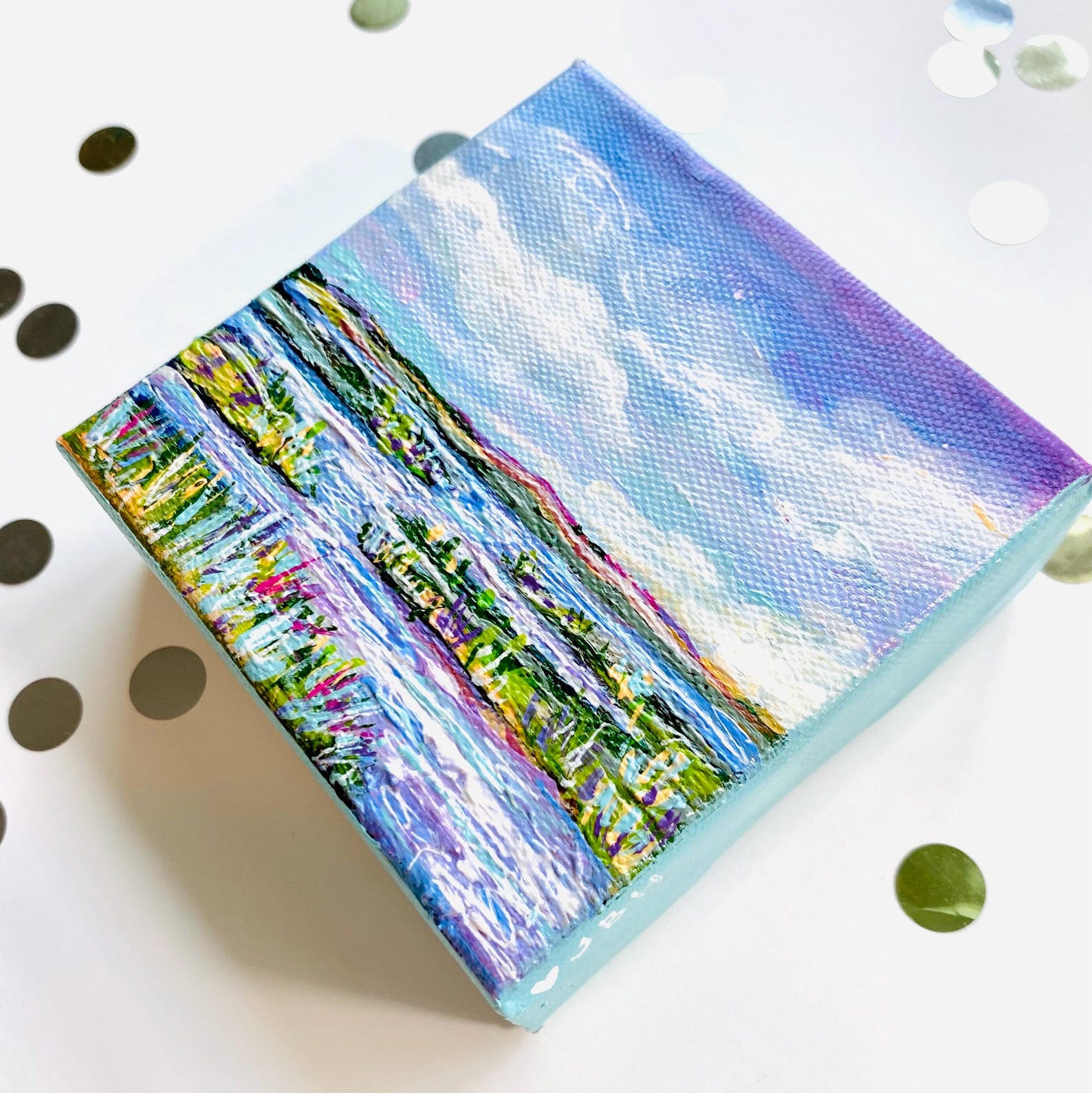 BRIGHT COLORFUL MARSH Landscape Painting | Original Marsh Artwork | Low ...