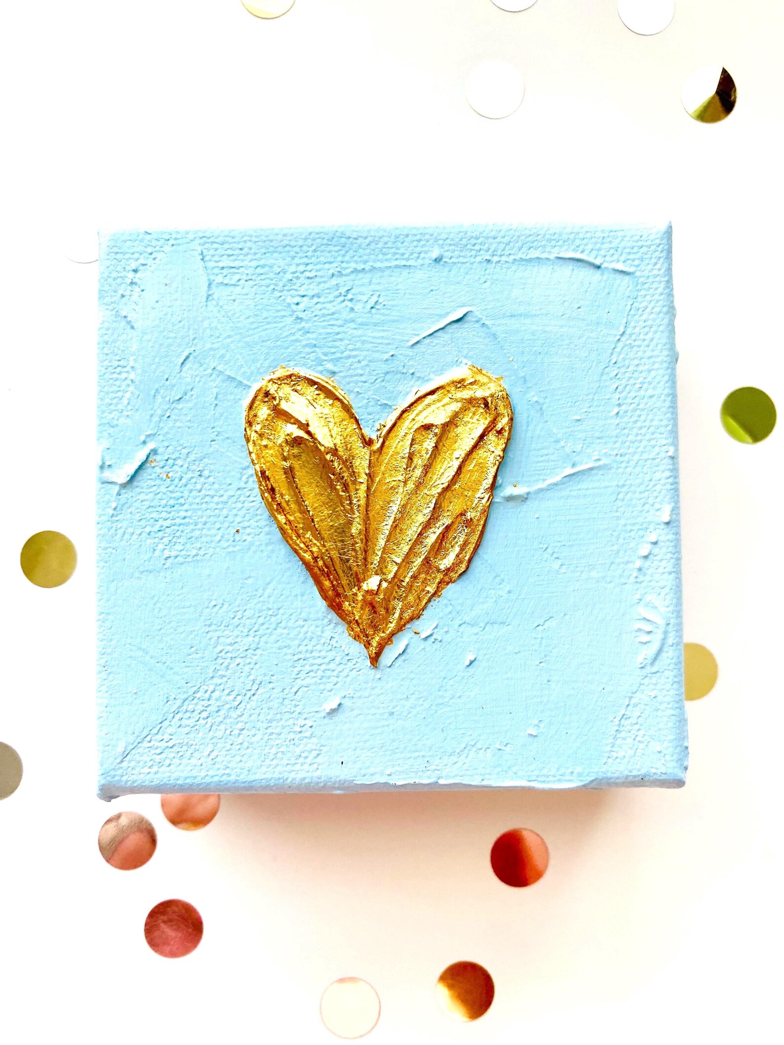 BABY BLUE Heart Painting | Small Blue and Gold Heart | Nursery Décor ...
