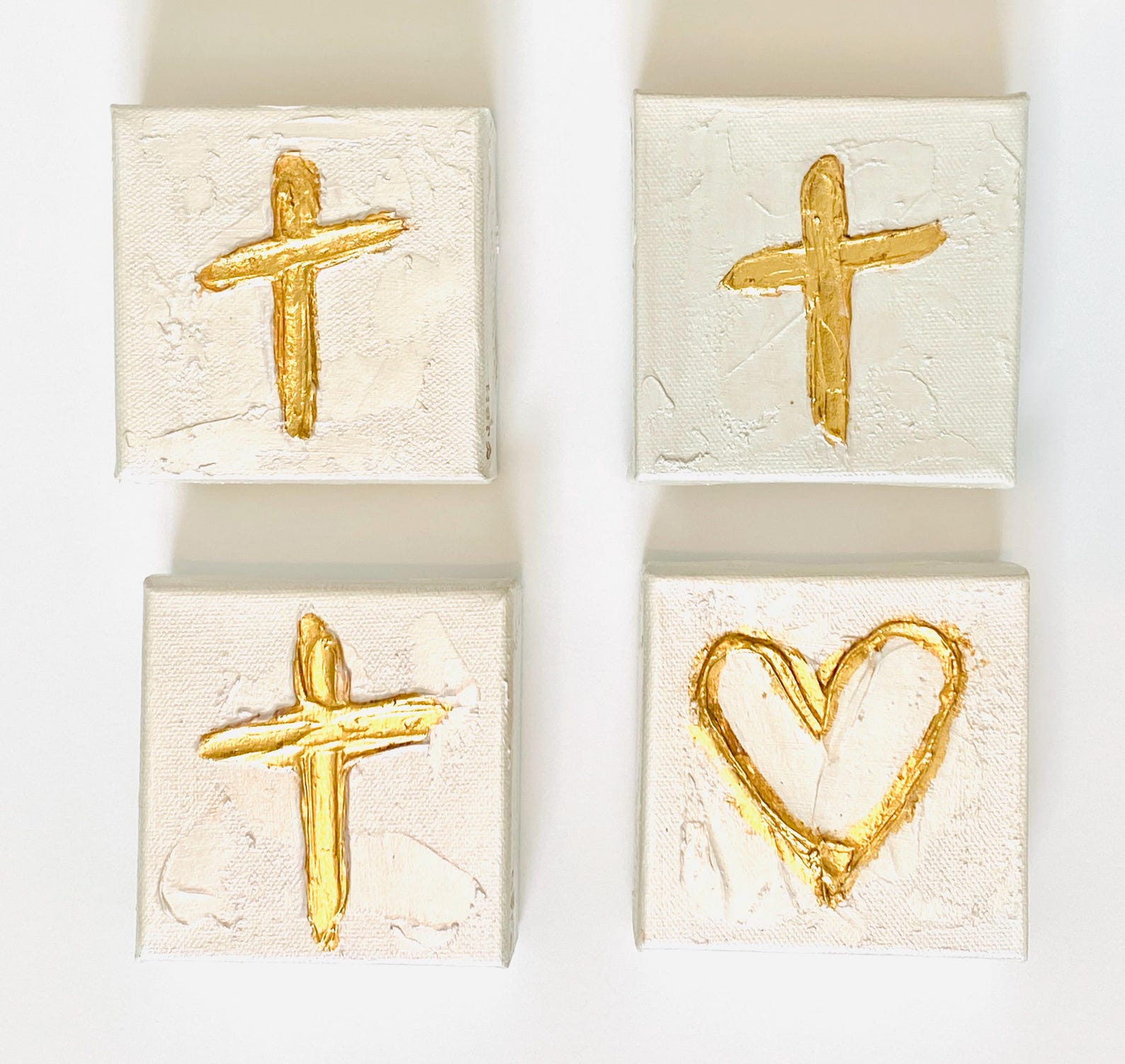 GOLD CROSS on Small Textured Pearl Canvas | Small Cross Art | Textured ...
