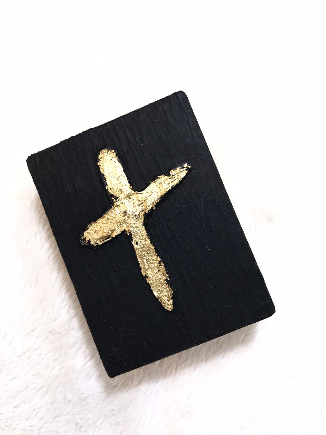 TEXTURED GOLD CROSS on Matte Black Reclaimed Wood Modern Gold Cross ...
