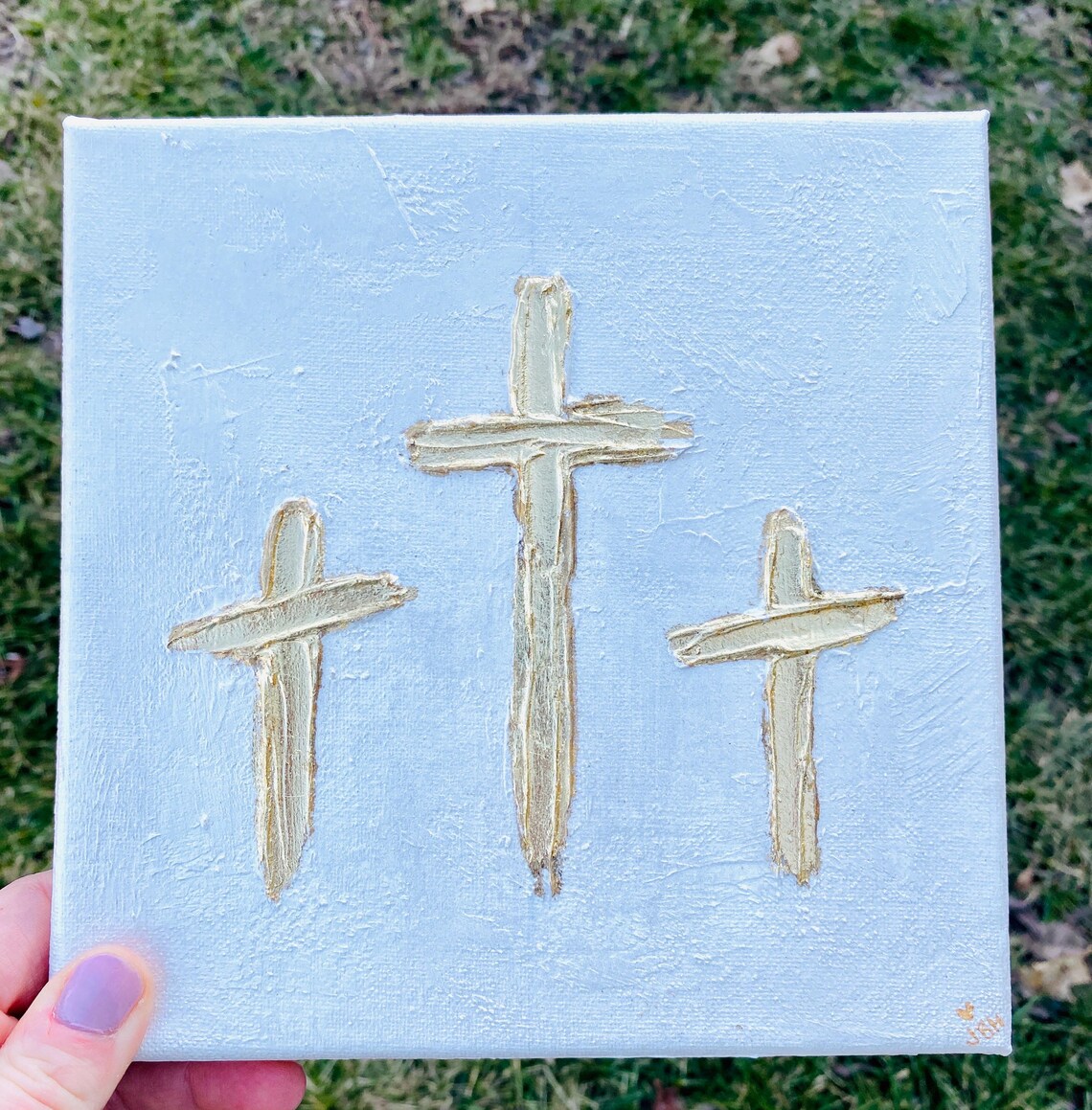THREE GOLD CROSS Textured Artwork on Canvas | Cross Home Décor ...