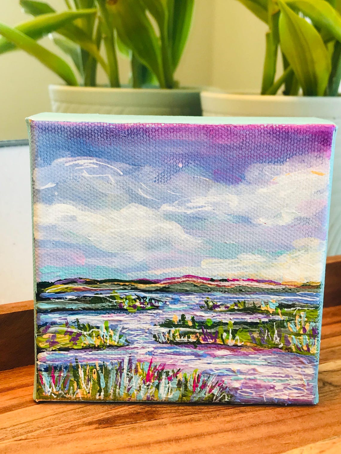 BRIGHT COLORFUL MARSH Landscape Painting | Original Marsh Artwork | Low ...