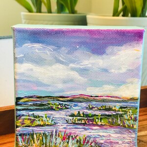 BRIGHT COLORFUL MARSH Landscape Painting | Original Marsh Artwork | Low ...